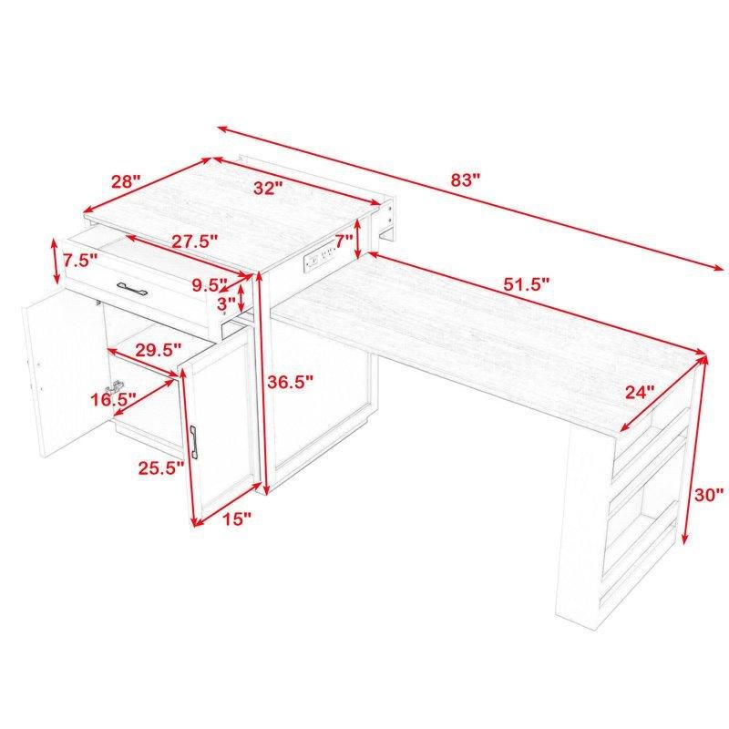 Beyaz Endüstriyel Ahşap Genişletilebilir Dolaplı Yemek Masası 210 cm ...