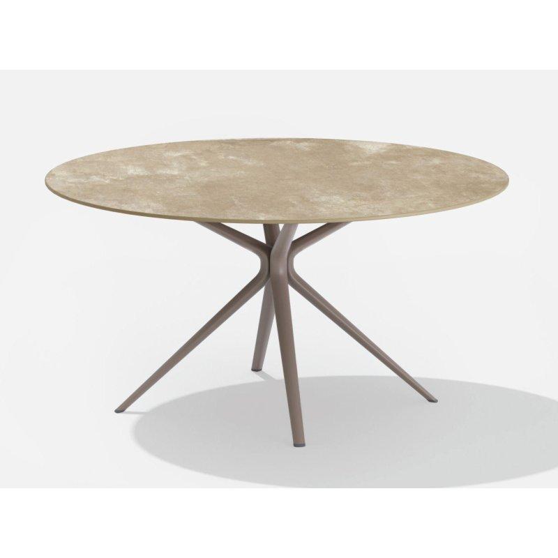 Yuvarlak Porselen Masa Alüminyum Ayaklı Dış Mekan 120-146x73-74 cm ...