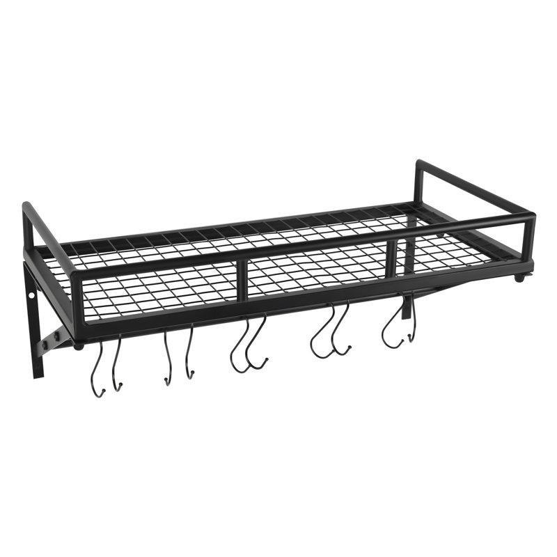 Siyah Çelik Duvara Monte Kancalı Mutfak Rafı - 60 cm - 163693 - Mimarzade